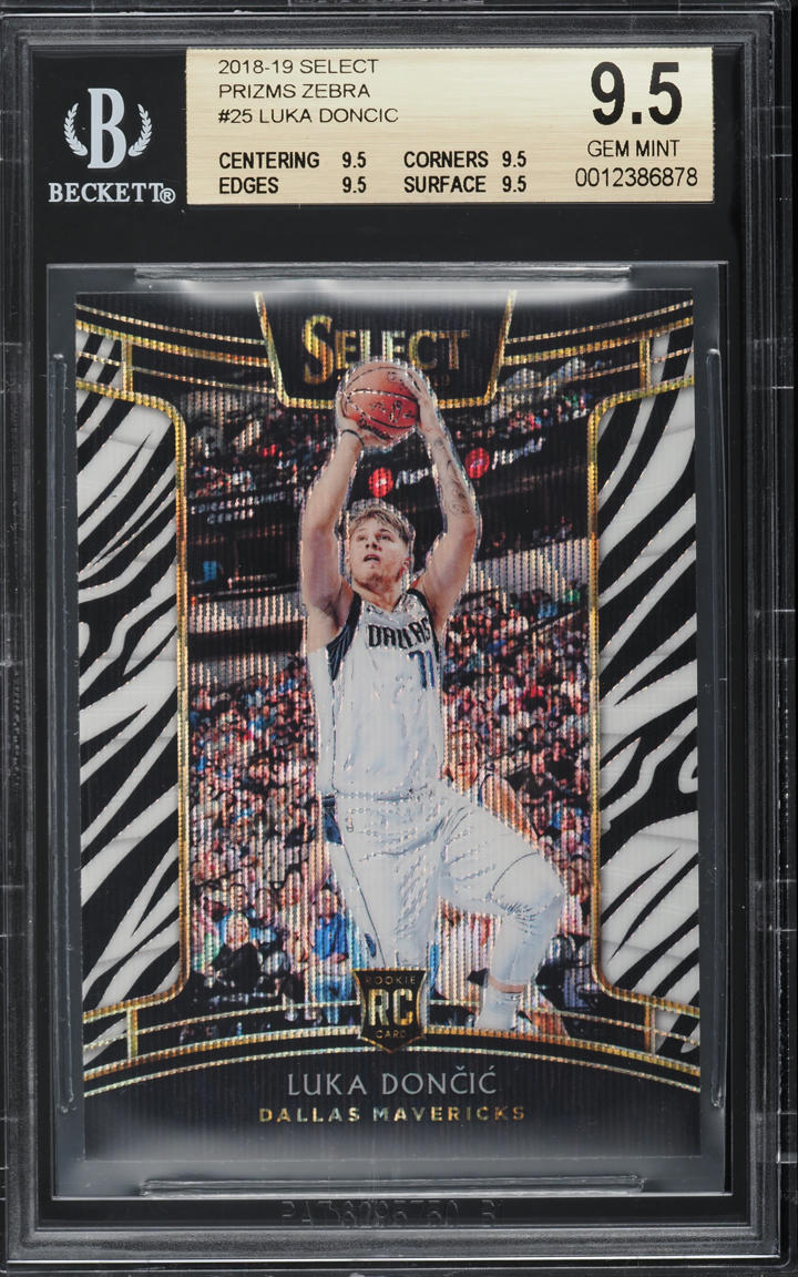 2018 Select Concourse Zebra Prizm Luka Doncic ROOKIE #25 BGS 9.5 GEM ...