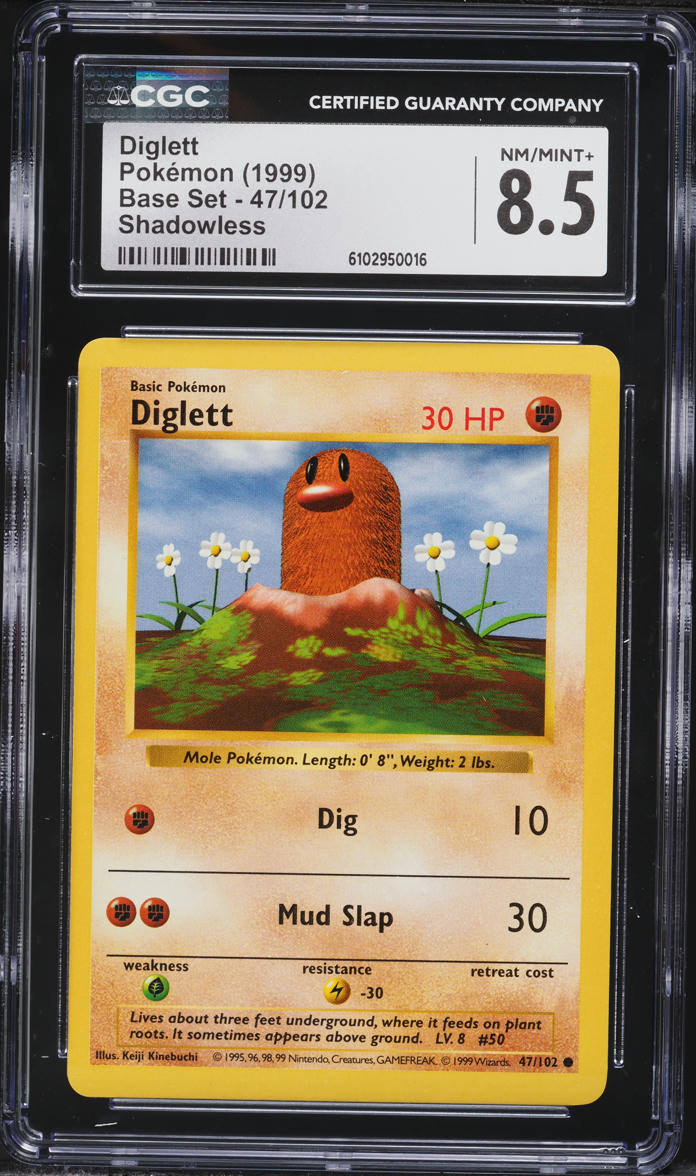1999 Pokemon Base Set Shadowless Diglett #47 CGC 8.5 NM-MT+ on Fanatics ...