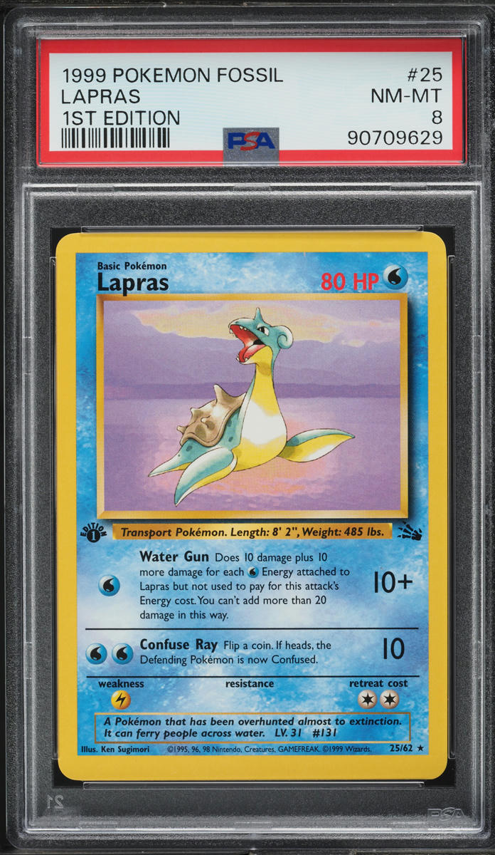 1999 Pokemon Fossil 1st Edition Lapras #25 PSA 8 NM-MT on Fanatics Collect