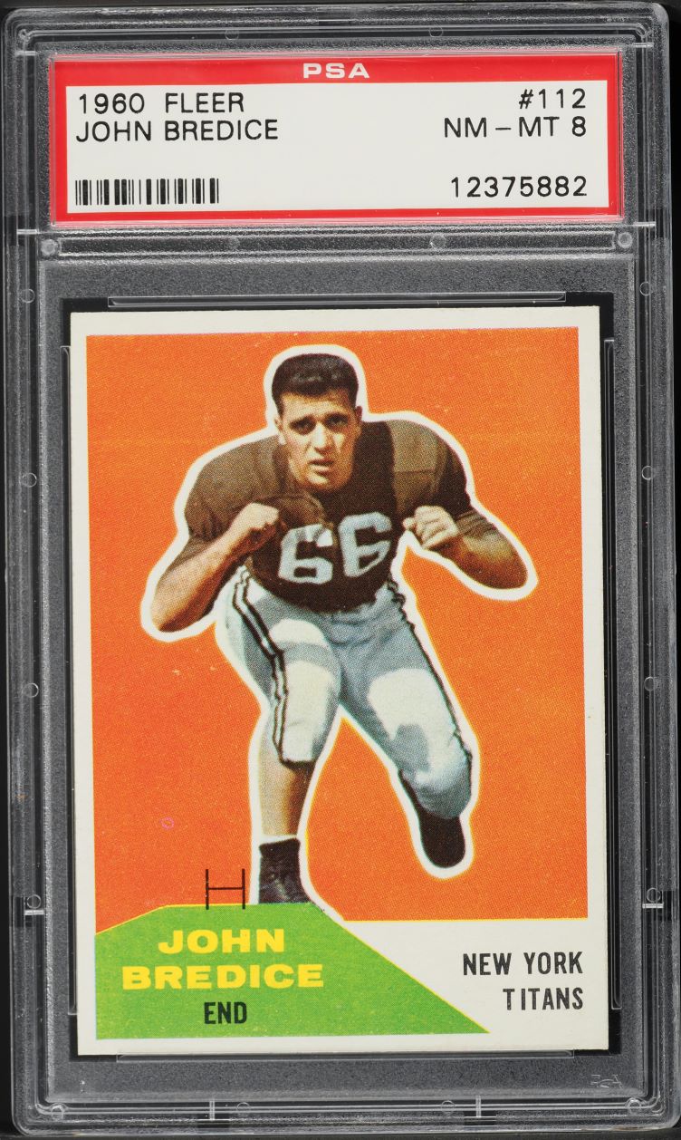 1960 Fleer Football John Bredice ROOKIE #112 PSA 8 NM-MT on Fanatics ...