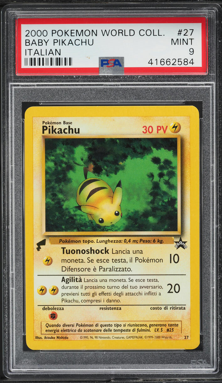 2000 Pokemon Italian World Collection Baby Pikachu #27 PSA 9 MINT on ...