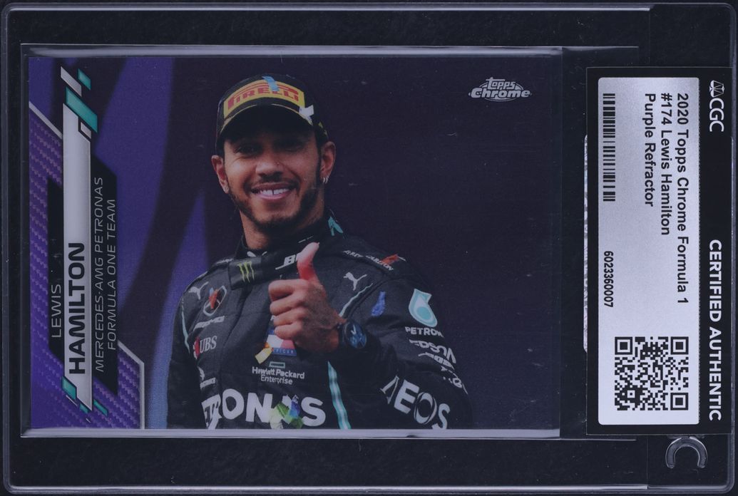 2020 Topps Chrome Formula 1 F1 Purple Lewis Hamilton /399 #174 CGC AUTH ...