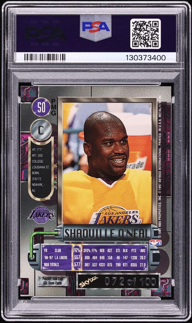 1997 Metal Universe Precious Metal Gems PMG Red Shaquille O'Neal /100 ...
