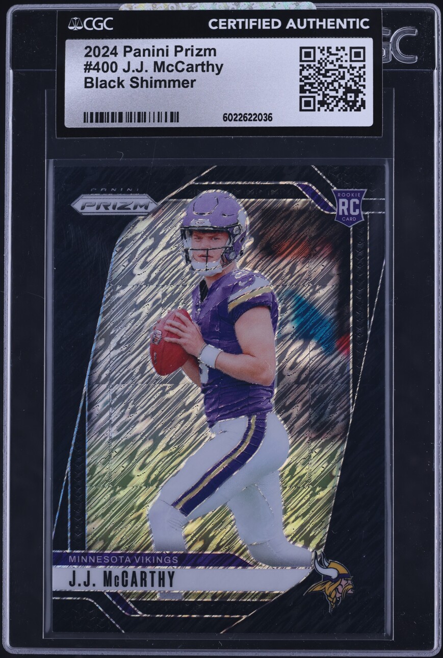 2024 Panini Prizm Black Shimmer J.J. McCarthy ROOKIE 1/1 #400 CGC AUTH ...
