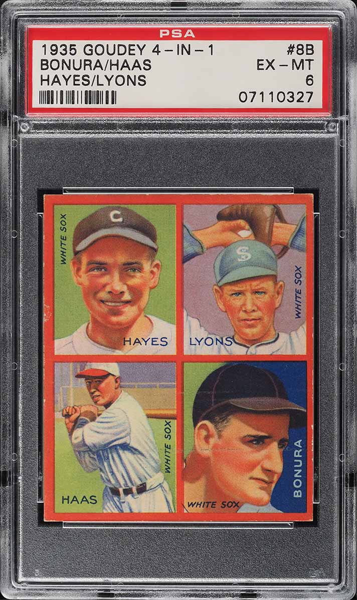 1935 Goudey 4-In-1 Mule Haas Zeke Bonura Jack Hayes Ted Lyons #8B PSA 6 ...