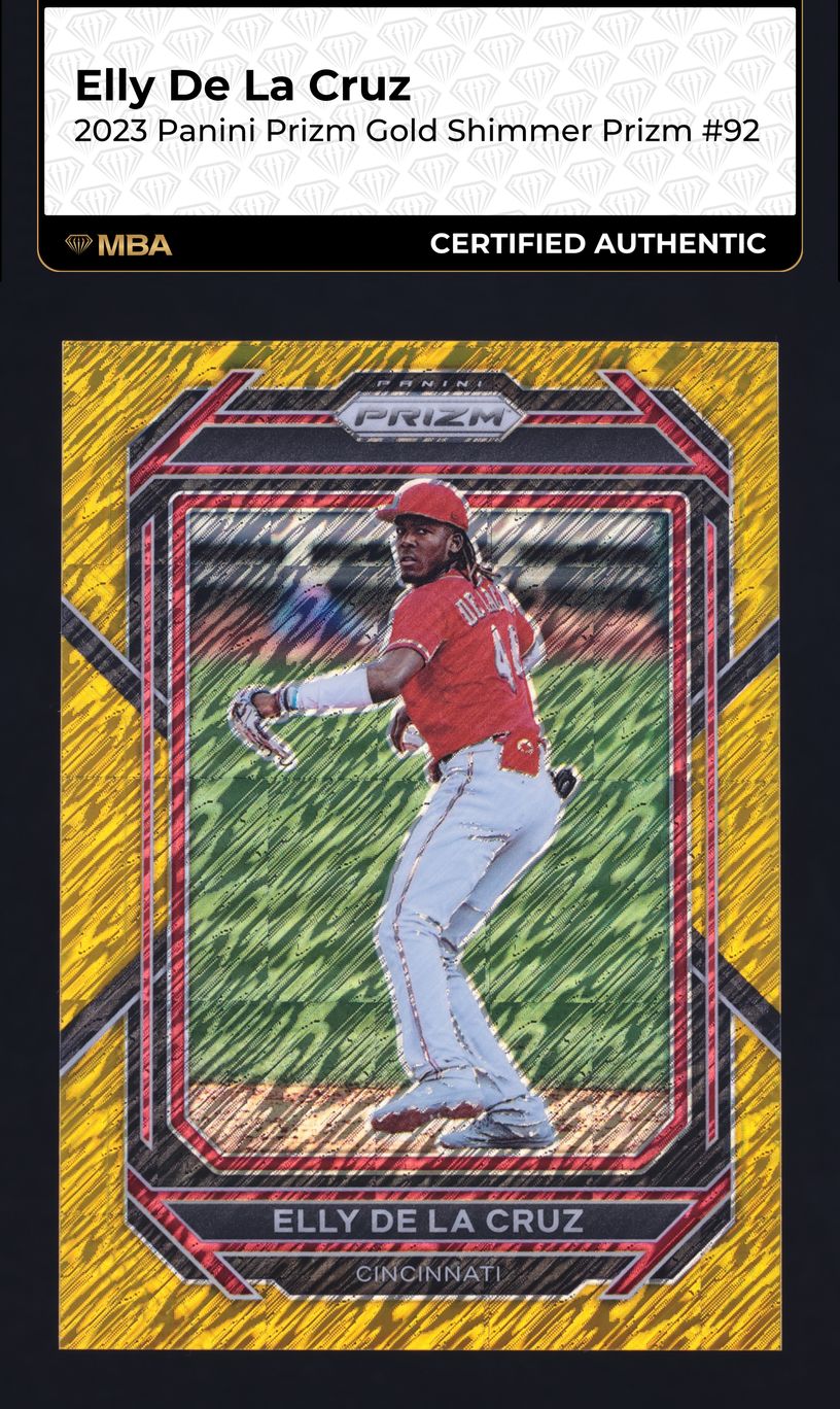 2023 Panini Prizm Gold Shimmer Elly De La Cruz ROOKIE /10 #92 MBA AUTH on Fanatics Collect