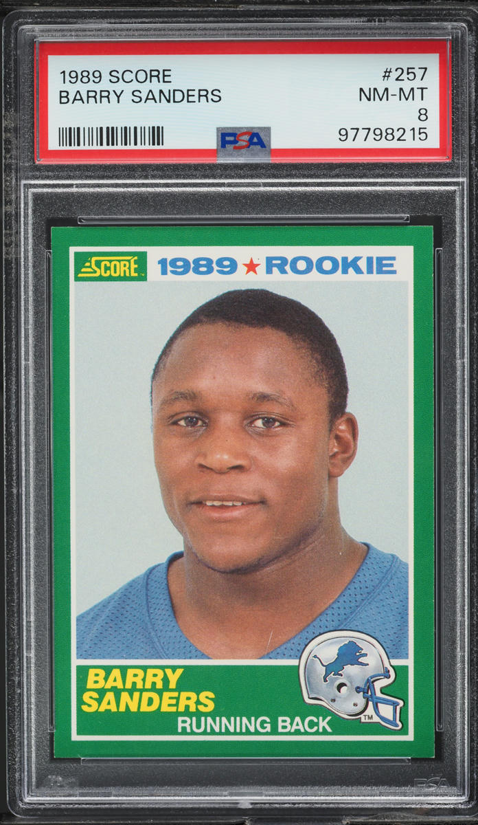 1989 Score Football Barry Sanders ROOKIE #257 PSA 8 NM-MT on Fanatics ...