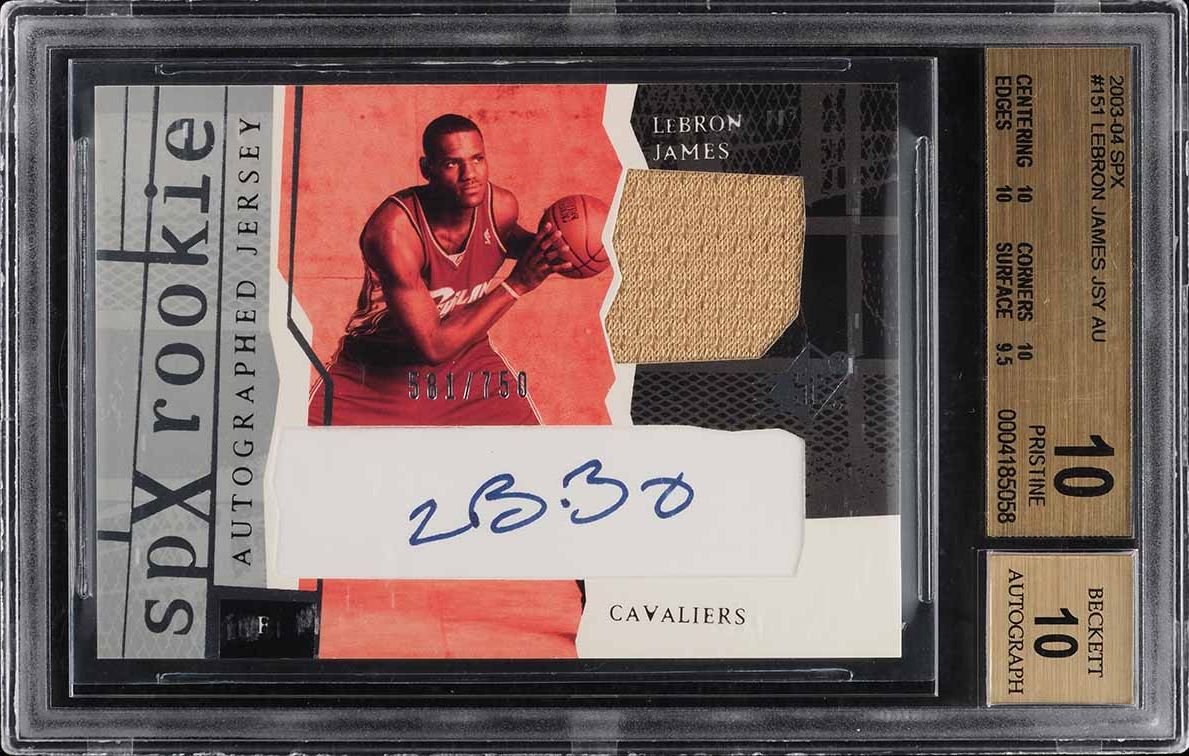 2003 SPx LeBron James ROOKIE PATCH AUTO /750 #151 BGS 10 PRISTINE on ...