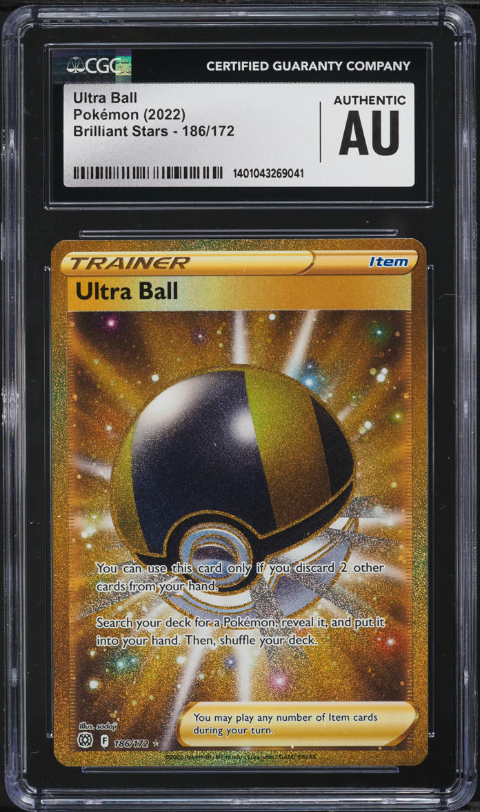 2022 Pokemon Sword & Shield Brilliant Stars Ultra Ball #186 CGC AUTH on ...