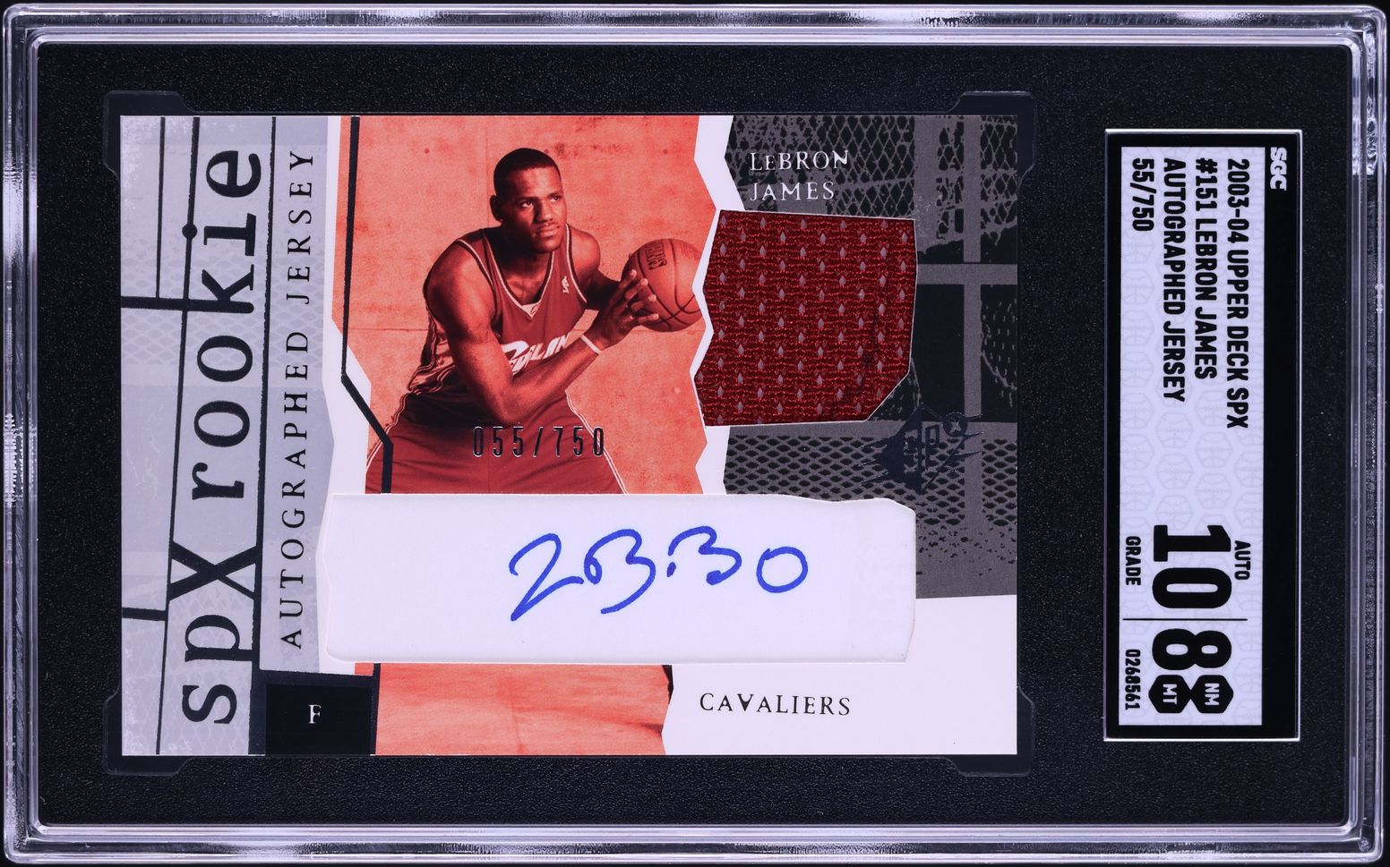 2003 SPx Basketball LeBron James ROOKIE PATCH AUTO /750 #151 SGC 8 NM ...