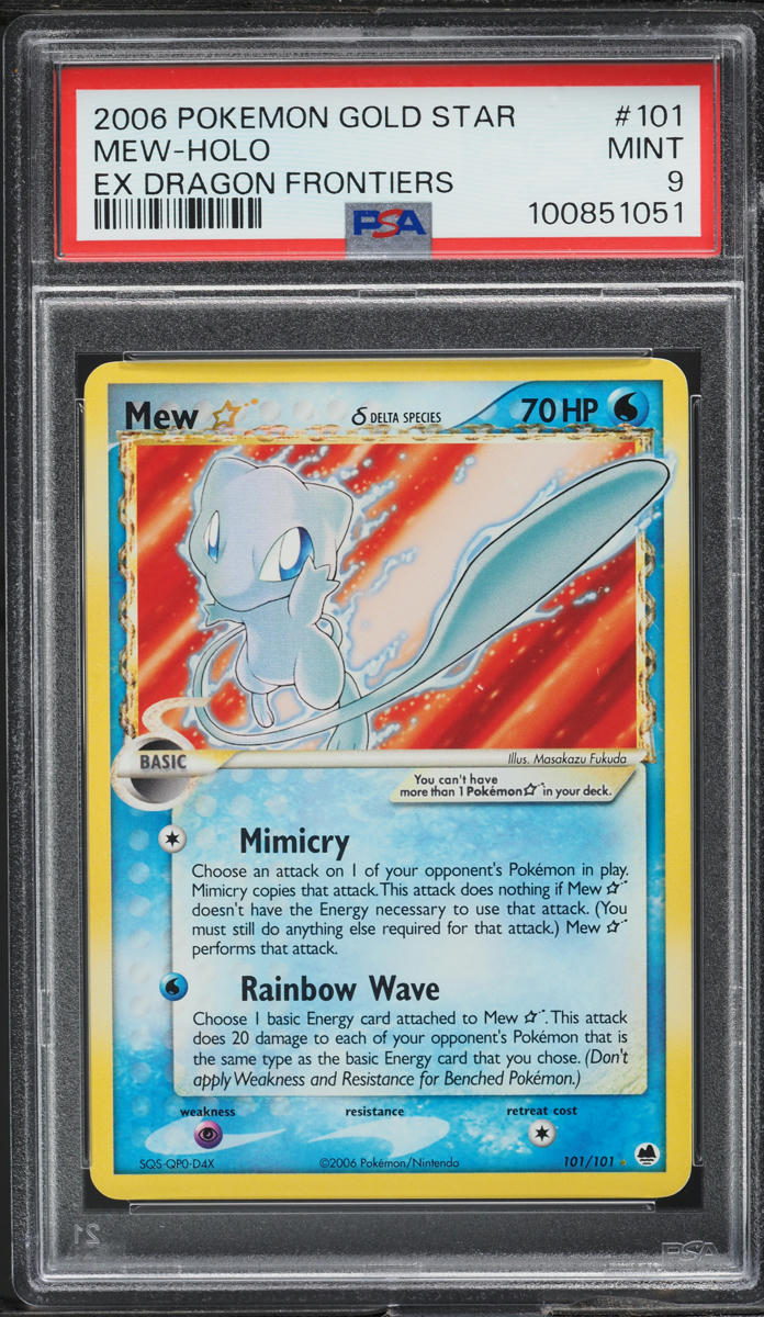 2006 Pokemon EX Dragon Frontiers Holo Mew Gold Star #101 PSA 9 MINT on ...