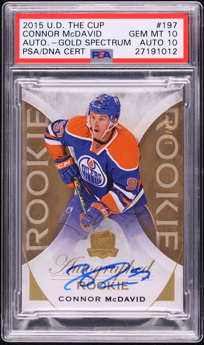 2015 UD The Cup Gold Spectrum Connor McDavid ROOKIE AUTO DNA 10 24/24 ...