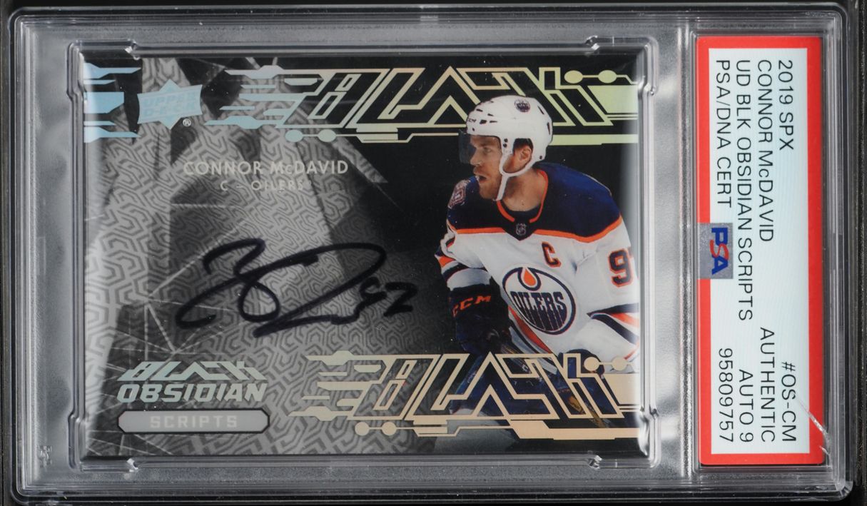 2019 Upper Deck Black Obsidian Scripts Connor McDavid AUTO DNA 9 #OS-CM ...