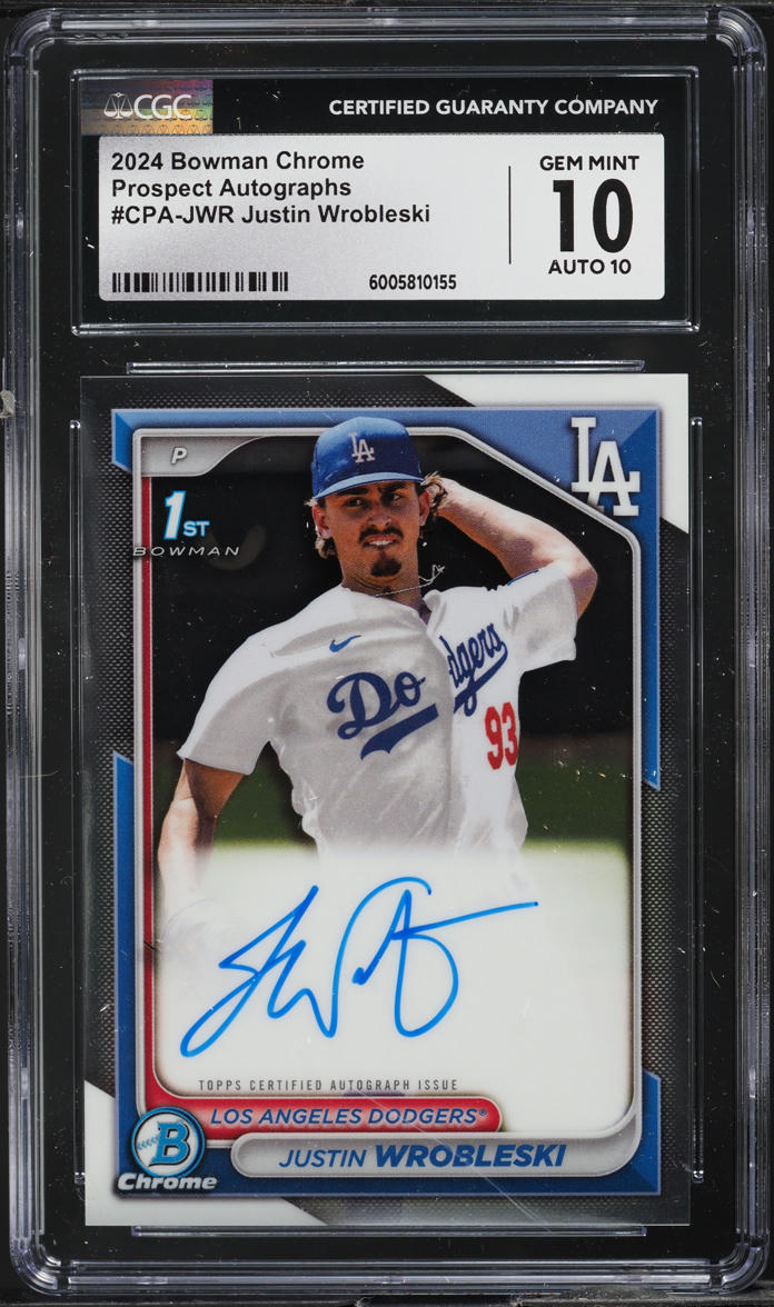 2024 Bowman Chrome Prospect Justin Wrobleski ROOKIE AUTO #CPA-JWR CGC ...