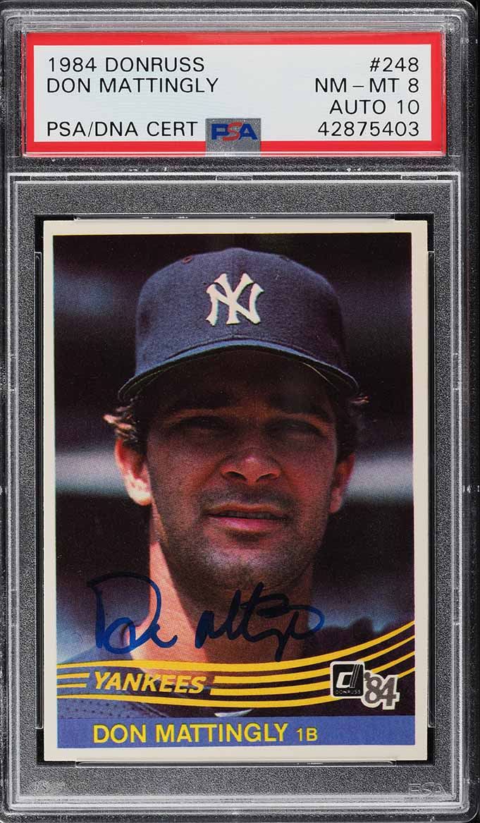 1984 Donruss Don Mattingly ROOKIE AUTO DNA 10 #248 PSA 8 NM-MT on ...