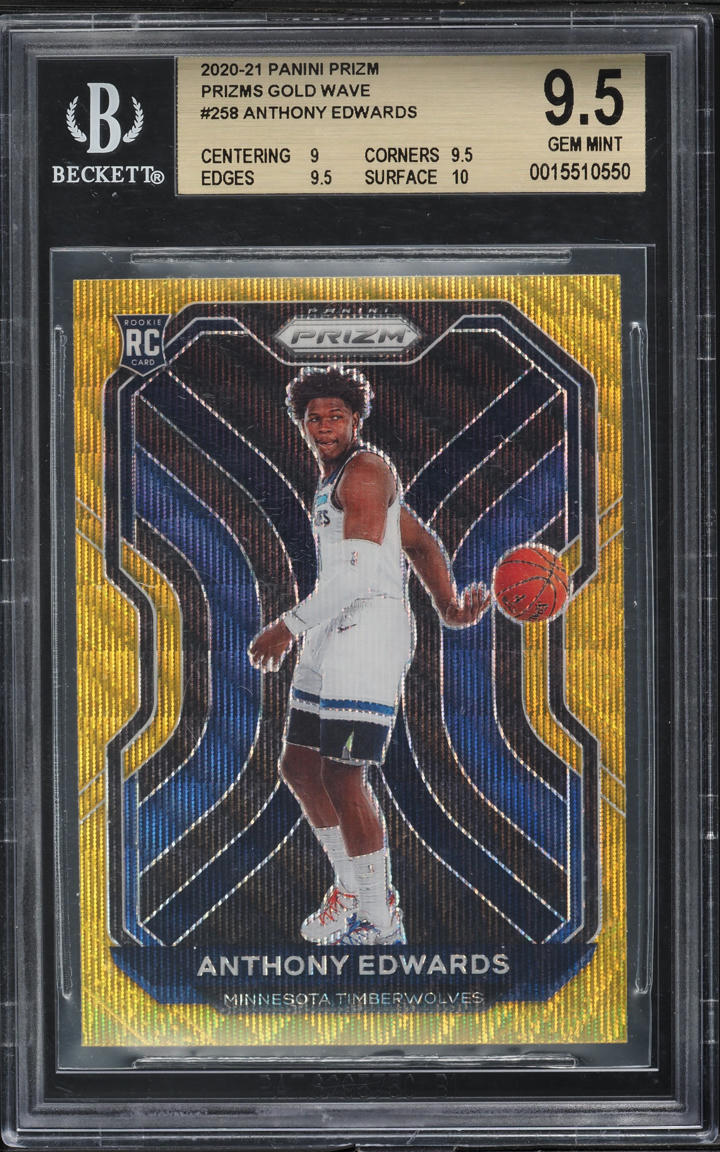 2020 Panini Prizm Gold Wave Anthony Edwards ROOKIE #258 BGS 9.5 GEM MINT on Fanatics Collect