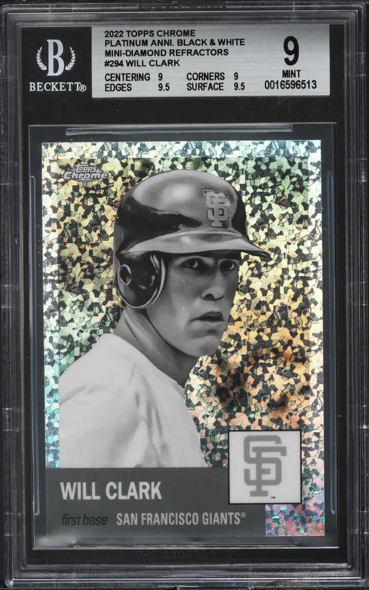 2022 Topps Chrome Platinum Black & White Diamond Refractor Will Clark ...