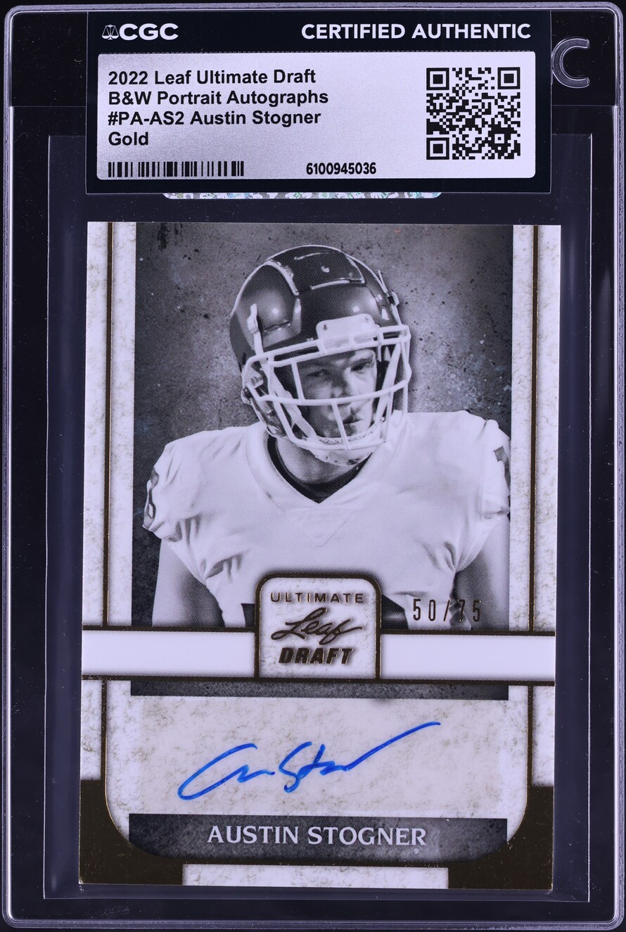 2022 Leaf Ultimate Draft B&W Portrait Gold Austin Stogner ROOKIE AUTO ...