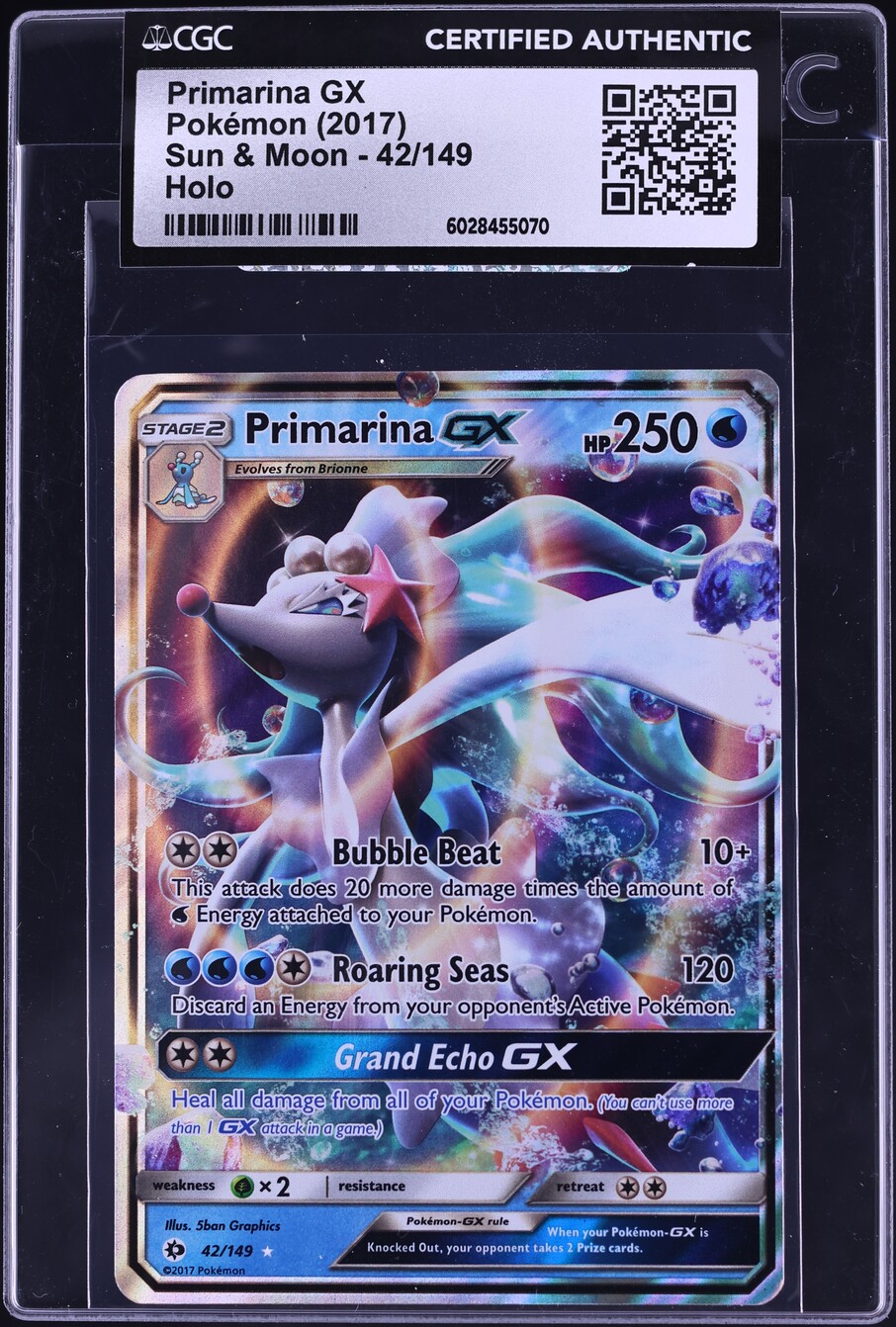 2017 Pokemon Sun & Moon Primarina GX #42 CGC AUTH on Fanatics Collect
