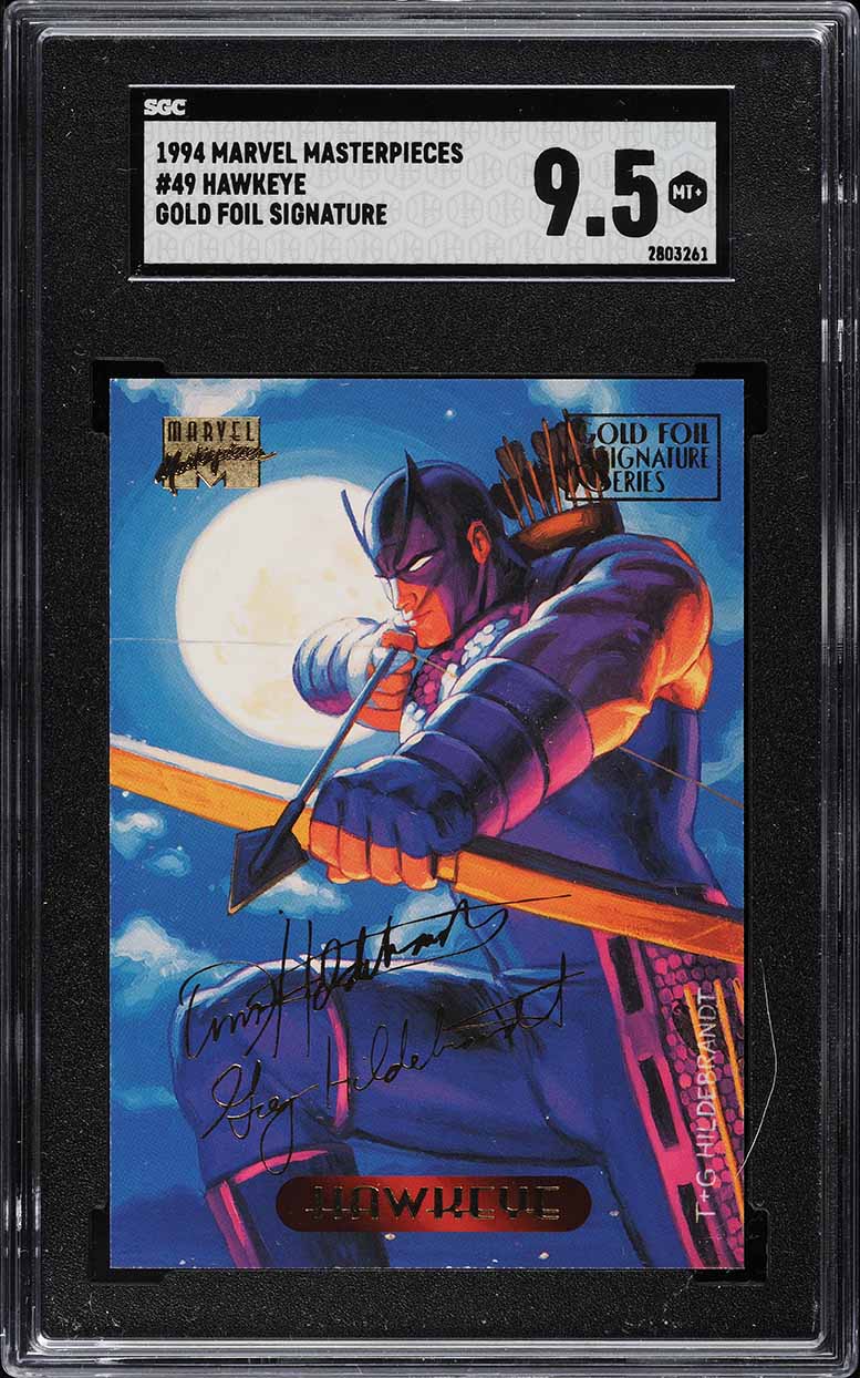 1994 Marvel Masterpieces Gold Foil Signatures Hawkeye #49 SGC 9.5 MINT+ ...