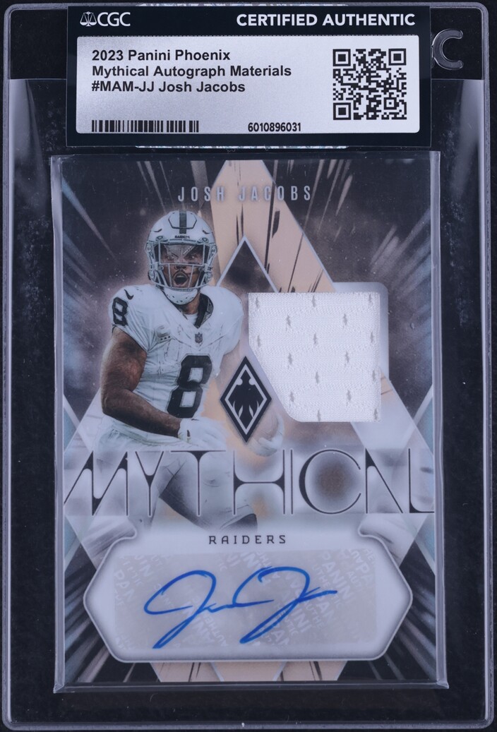 2023 Panini Phoenix Mythical Josh Jacobs PATCH AUTO #MAM-JJ CGC AUTH on ...