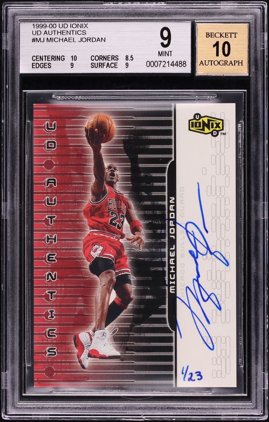 1999 Upper Deck Ionix Authentics Michael Jordan AUTO 1/23 #MJ BGS 9 ...