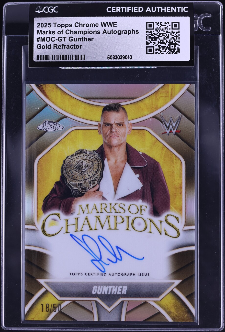 2025 Topps Chrome WWE Marks Of Champions Gold Gunther AUTO /50 CGC AUTH ...