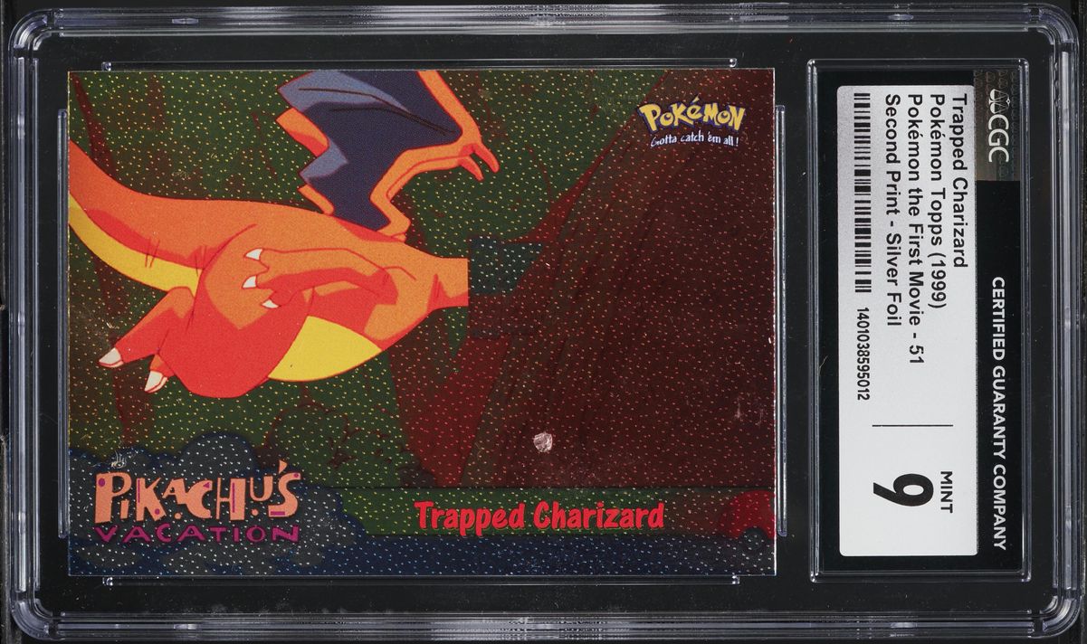1999 Topps Pokemon The First Movie Silver Foil Trapped Charizard #51 ...