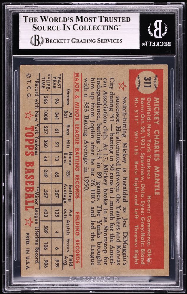 1952 Topps Mickey Mantle #311 BGS 5 EX on Fanatics Collect