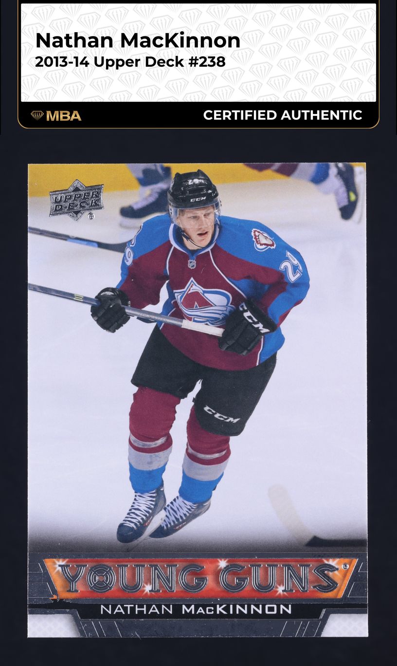 2013 Upper Deck Hockey Young Guns Nathan MacKinnon ROOKIE #238 MBA AUTH ...