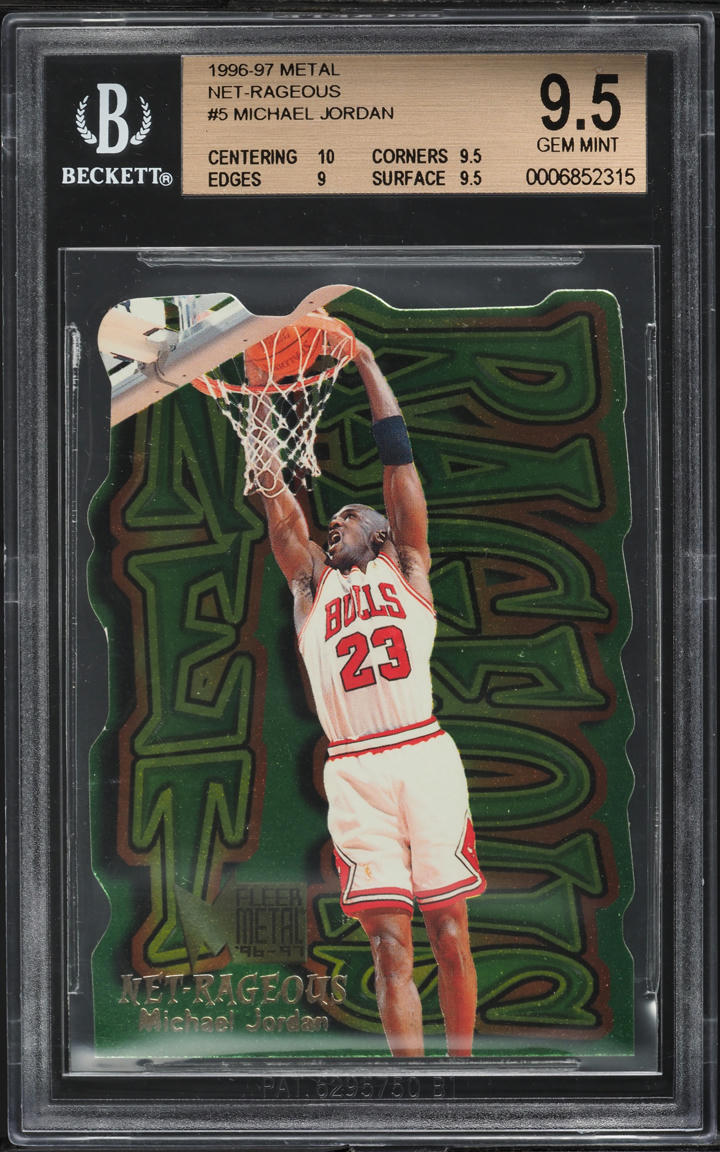 1996 Metal Net-Rageous Die-Cut Michael Jordan #5 BGS 9.5 GEM MINT on ...