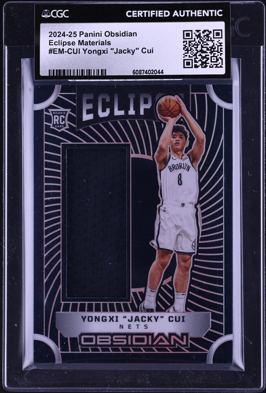 2024 Panini Obsidian Eclipse Yongxi "Jacky" Cui ROOKIE PATCH /249 #EM ...