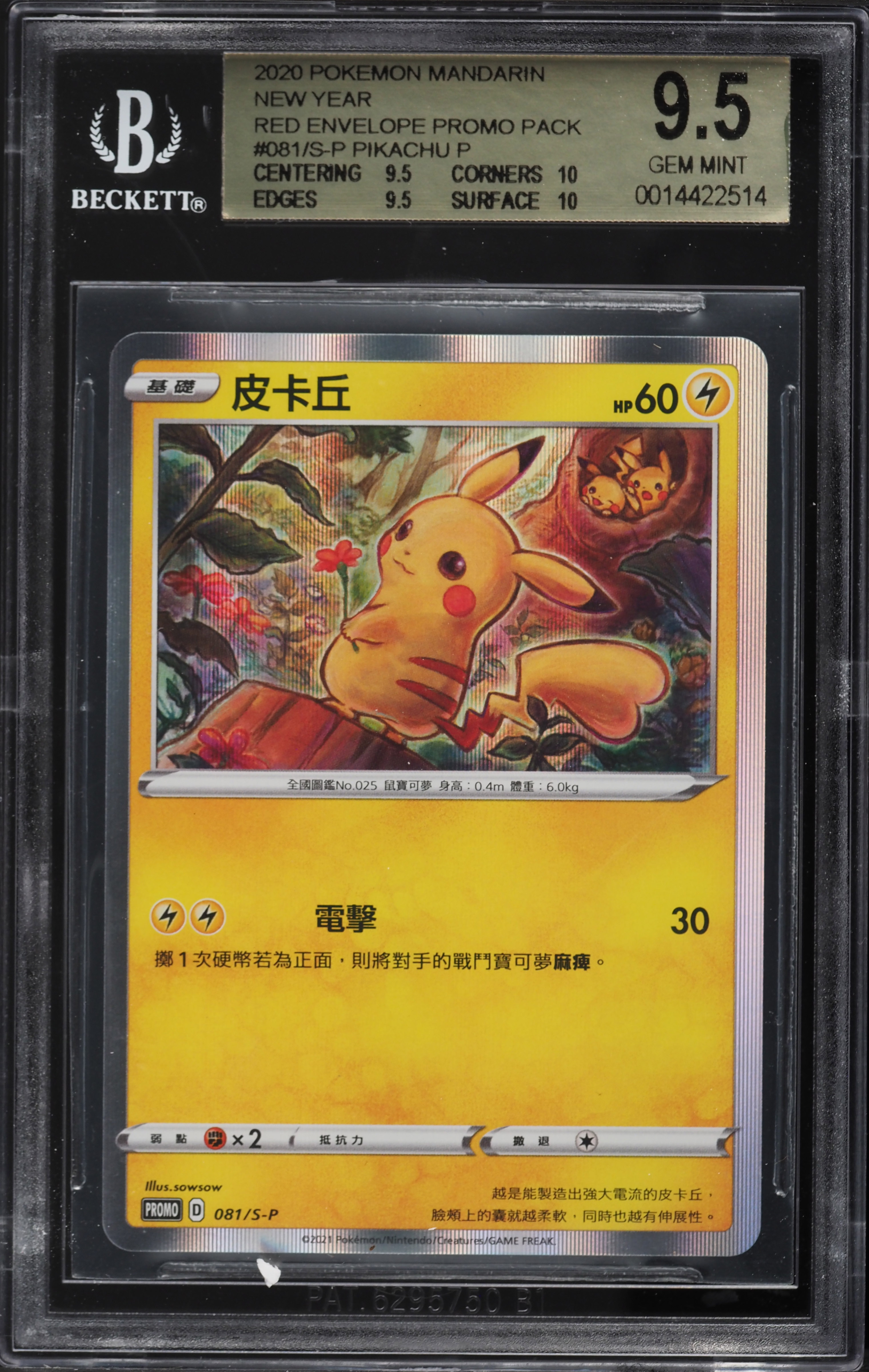 2020 Pokemon Mandarin New Year Red Envelope Promo Pack Pikachu #081/S-P ...