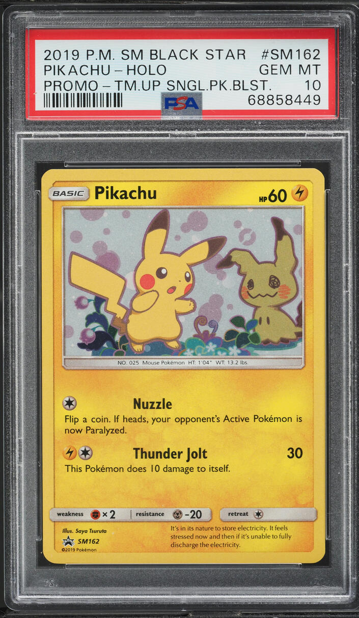 2019 Pokemon SM Black Star Promo Single Pack Holo Pikachu #SM162 PSA 10 ...