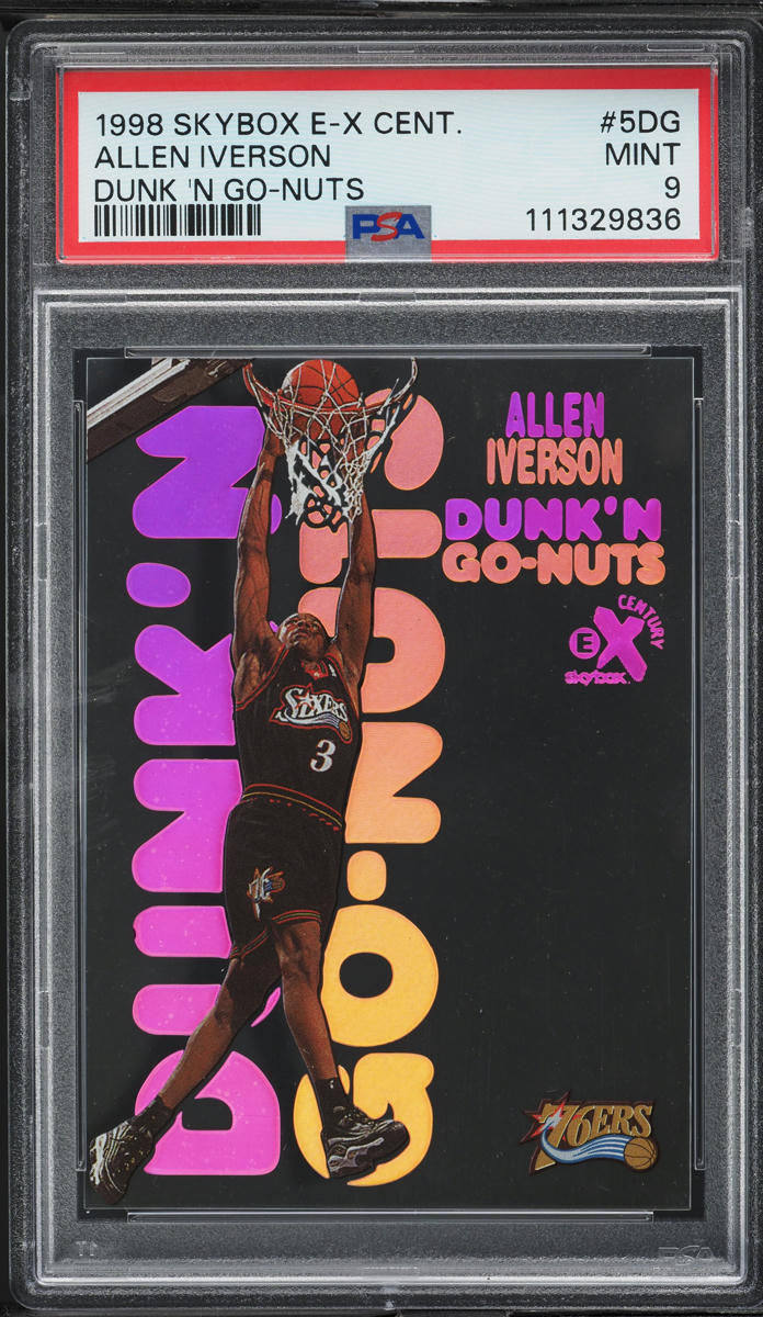1998 Skybox E-X Century Dunk 'N Go-Nuts Allen Iverson #5DG PSA 9 MINT ...
