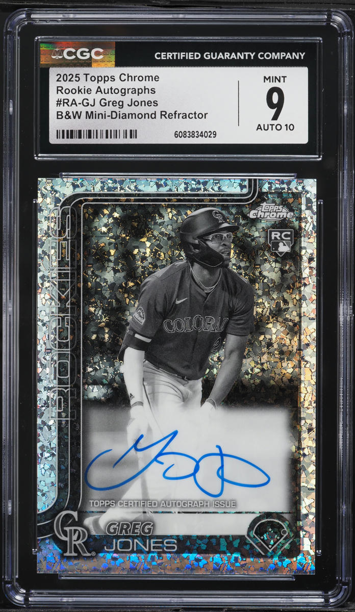 2025 Topps Chrome B&W Mini-Diamond Refractor Greg Jones ROOKIE AUTO #RA ...