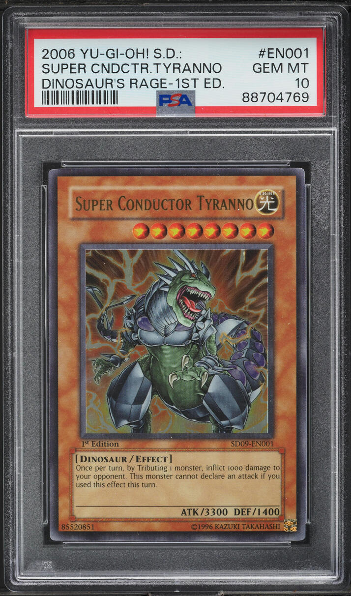2006 Yu-Gi-Oh! SD09 1st Edition Super Conductor Tyranno #SD09-EN001 PSA 10 GEM on Fanatics Collect