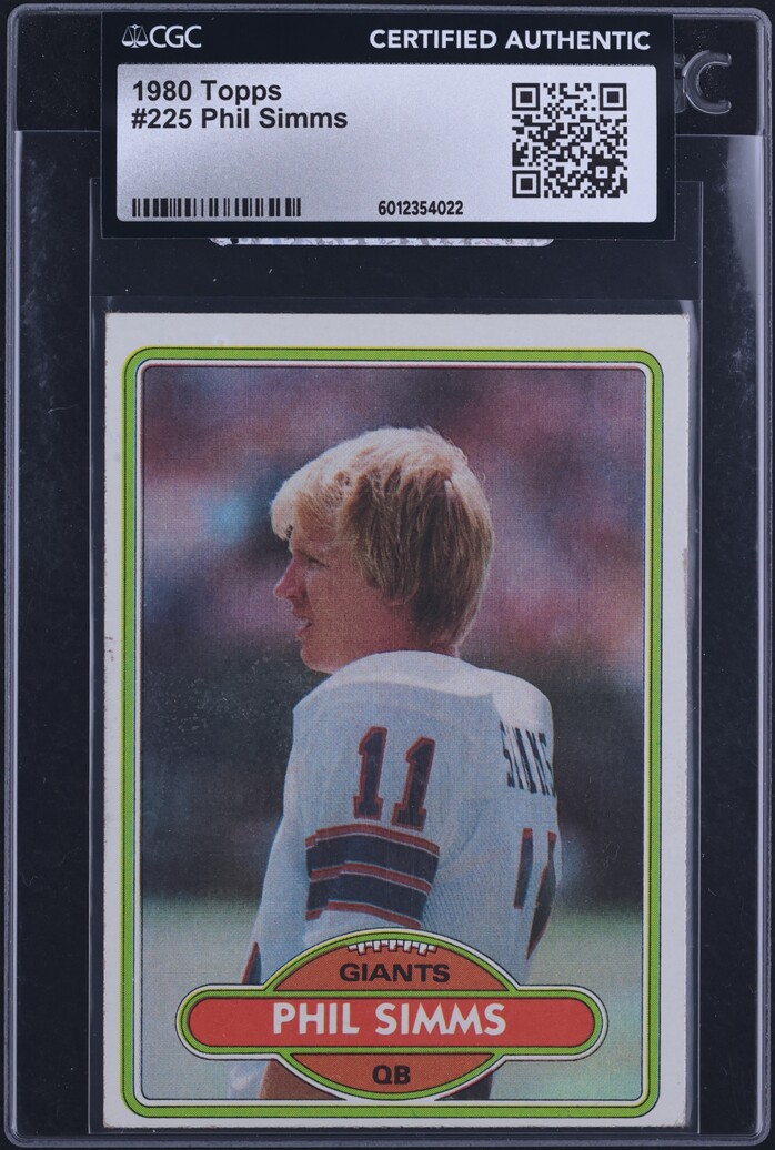 1980 Topps Football Phil Simms ROOKIE #225 CGC AUTH on Fanatics Collect