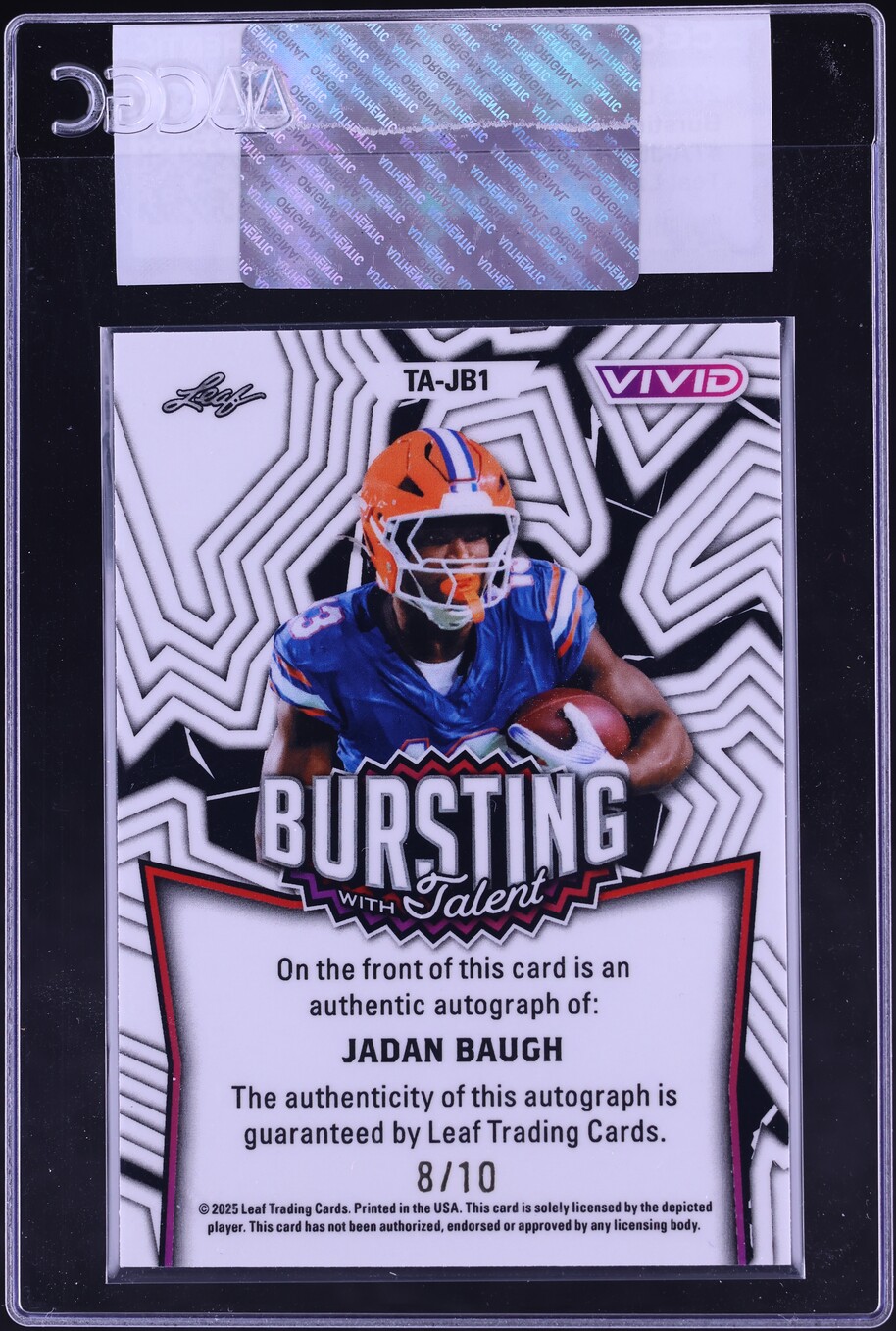2025 Leaf Vivid Bursting With Talent Teal Lava Jadan Baugh ROOKIE AUTO ...