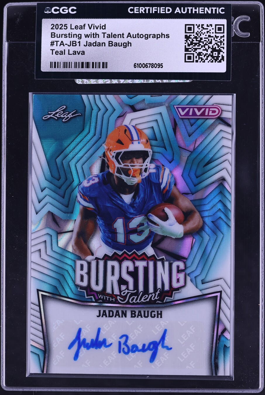 2025 Leaf Vivid Bursting With Talent Teal Lava Jadan Baugh ROOKIE AUTO ...