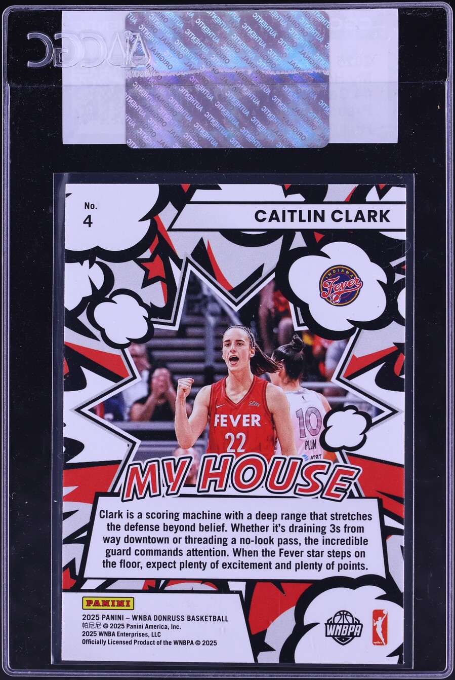 2025 Donruss WNBA My House Press Proof Purple Caitlin Clark #4 CGC AUTH ...