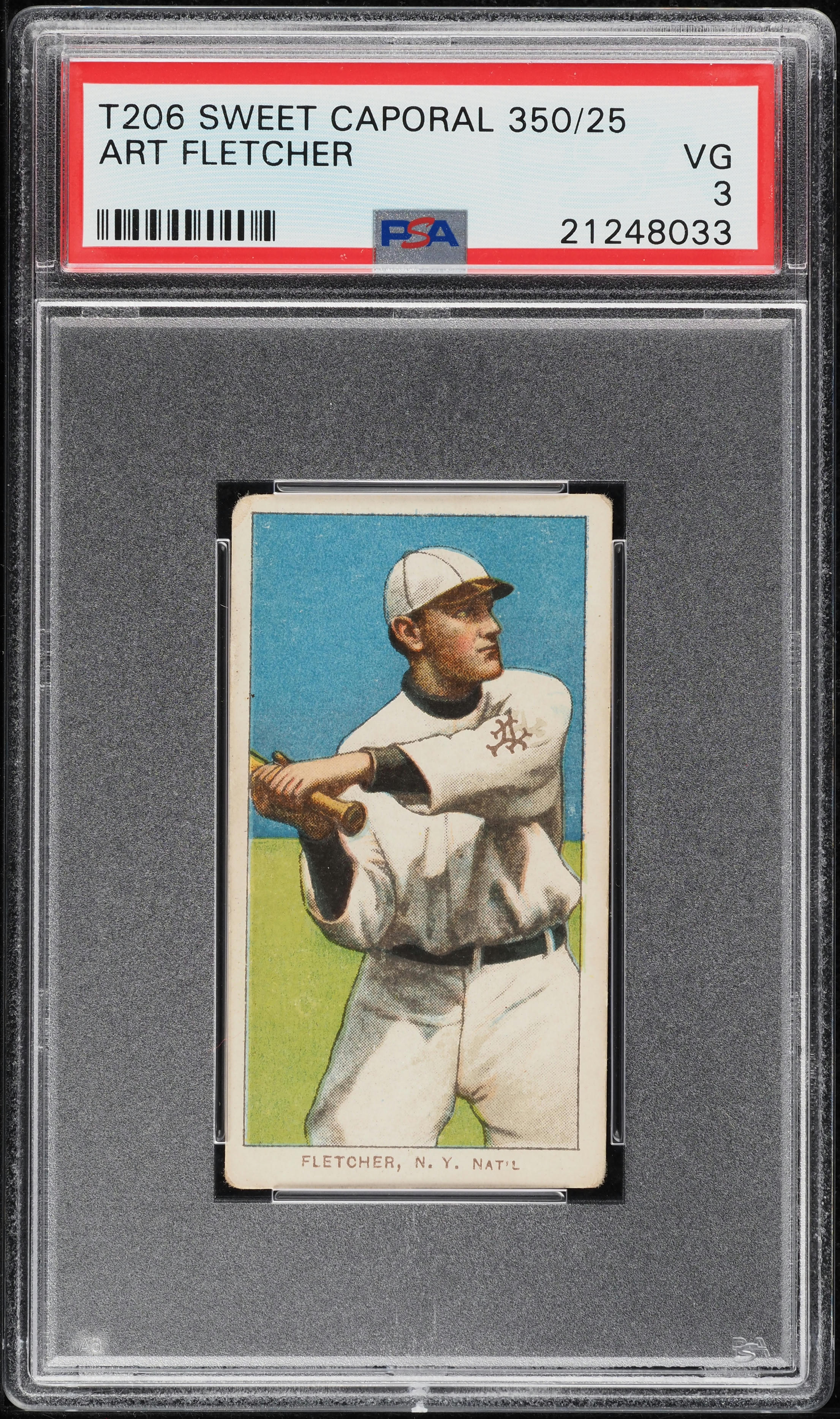 1909-11 T206 Art Fletcher SWEET CAPORAL 350/25 PSA 3 VG on Fanatics Collect