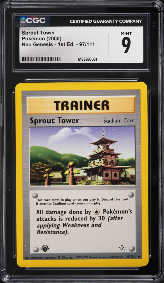 2000 Pokemon Neo Genesis 1st Edition Sprout Tower #97 CGC 9 MINT on ...