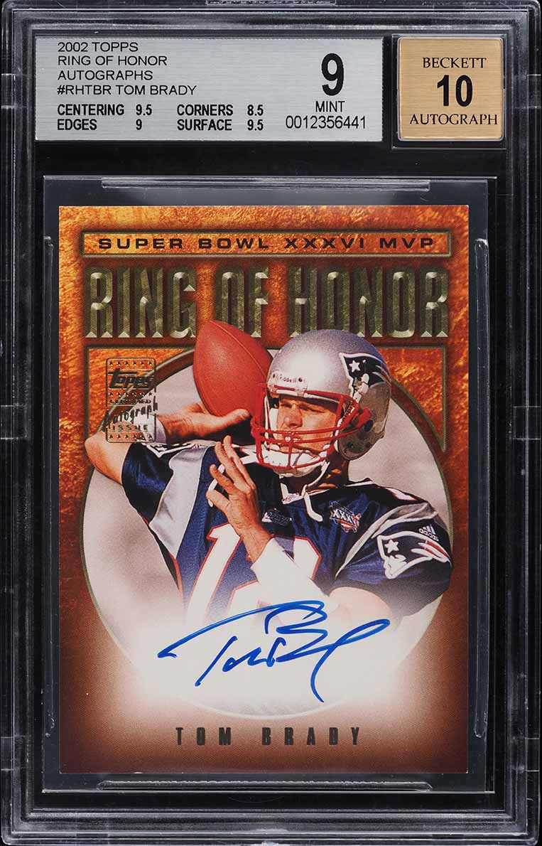 2002 Topps Ring Of Honor Super Bowl XXXVI MVP Tom Brady AUTO #RHTBR BGS ...
