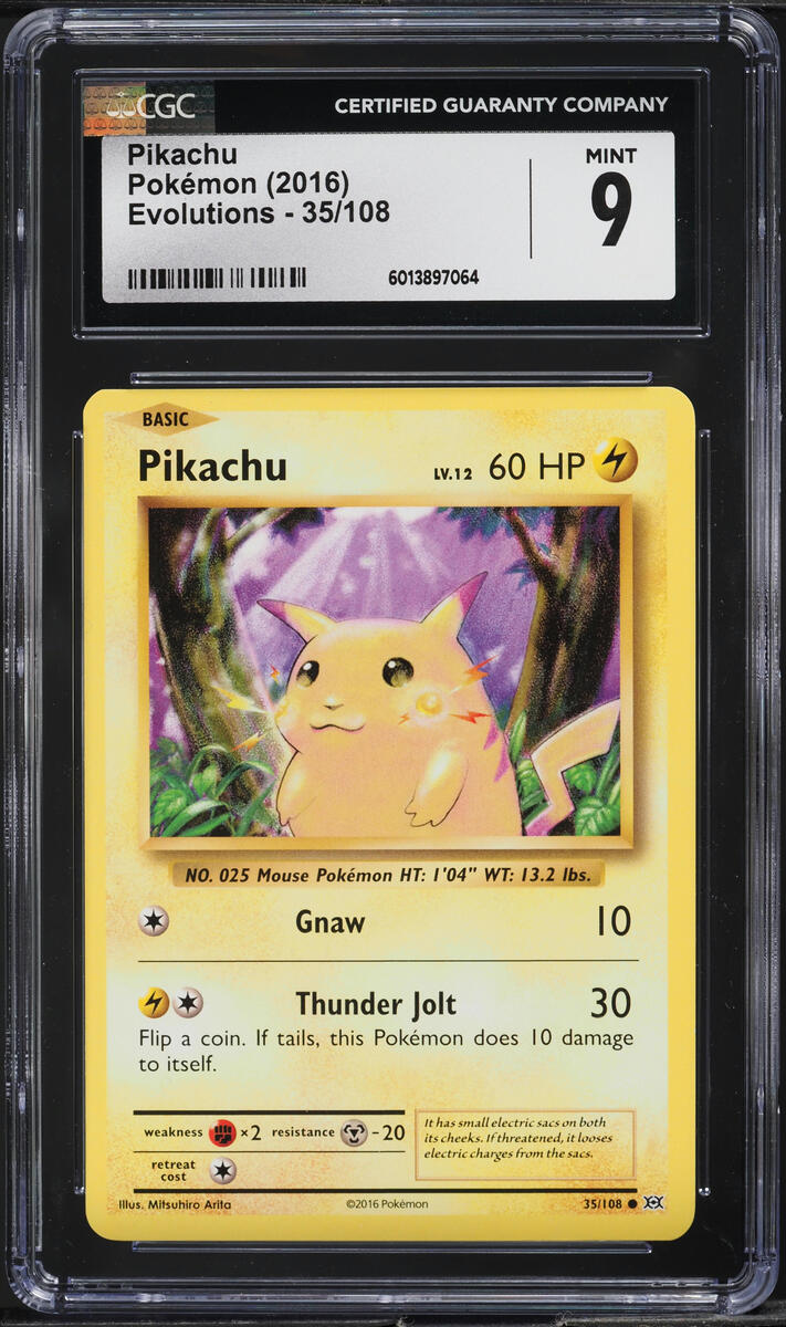 2016 Pokemon XY Evolutions Pikachu #35 CGC 9 MINT on Fanatics Collect