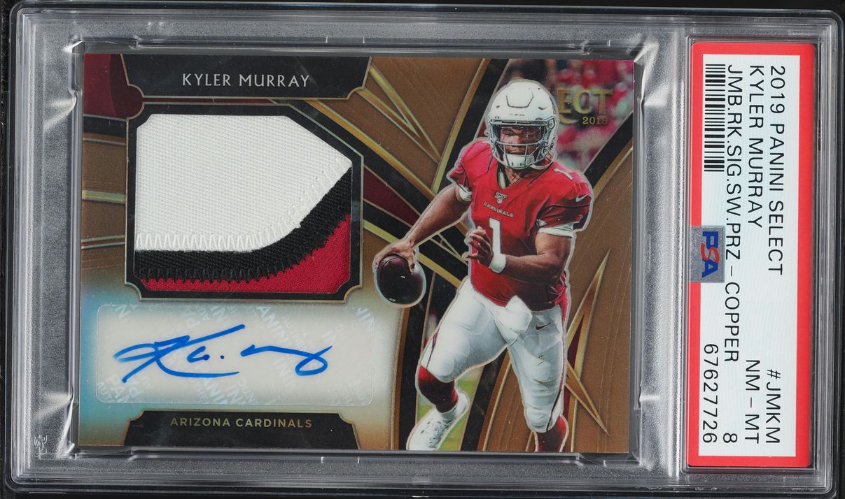 2019 Select Jumbo Copper Prizm Kyler Murray ROOKIE GAME-USED PATCH AUTO ...