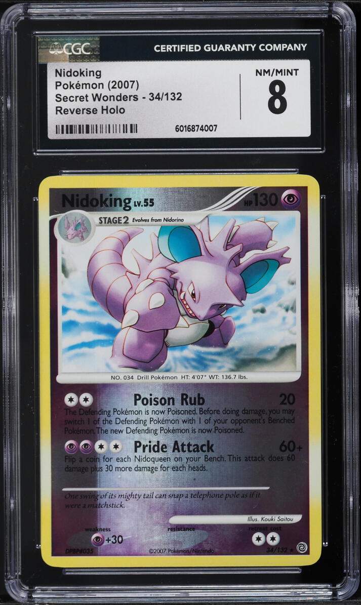 2007 Pokemon Diamond & Pearl Secret Wonders Reverse Holo Nidoking #34 CGC 8 on Fanatics Collect