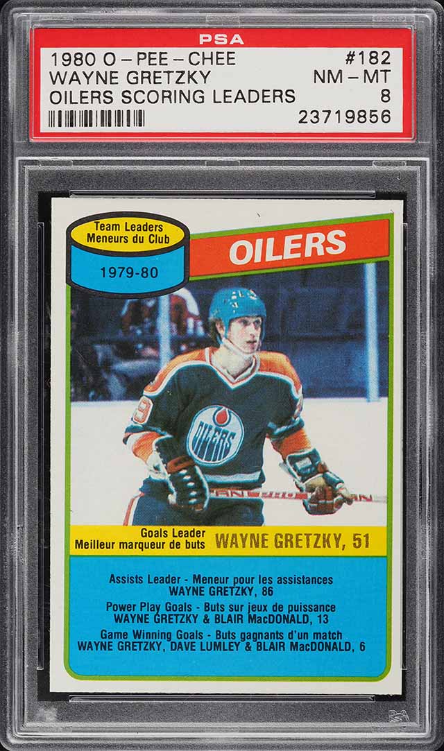 1980 O-Pee-Chee Hockey Wayne Gretzky SCORING LDRS #182 PSA 8 NM-MT on Fanatics Collect