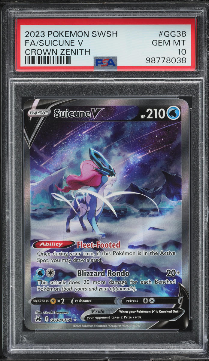 2023 Pokemon SWSH Crown Zenith Full Art Suicune V #GG38 PSA 10 GEM MINT ...