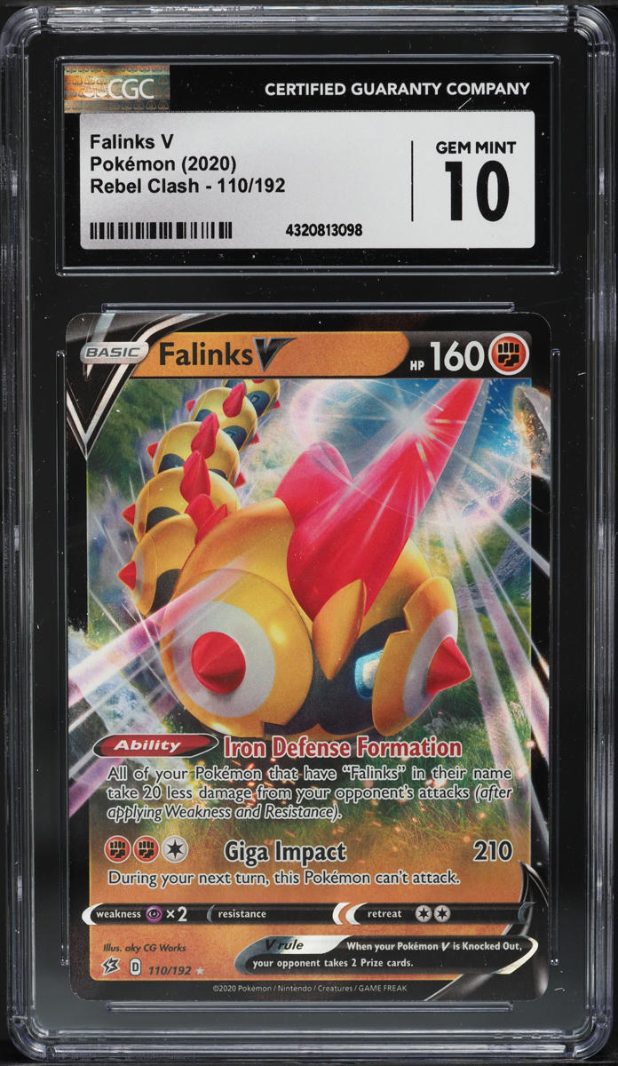 2020 Pokemon Sword & Shield Rebel Clash Falinks V #110 CGC 10 GEM MINT ...